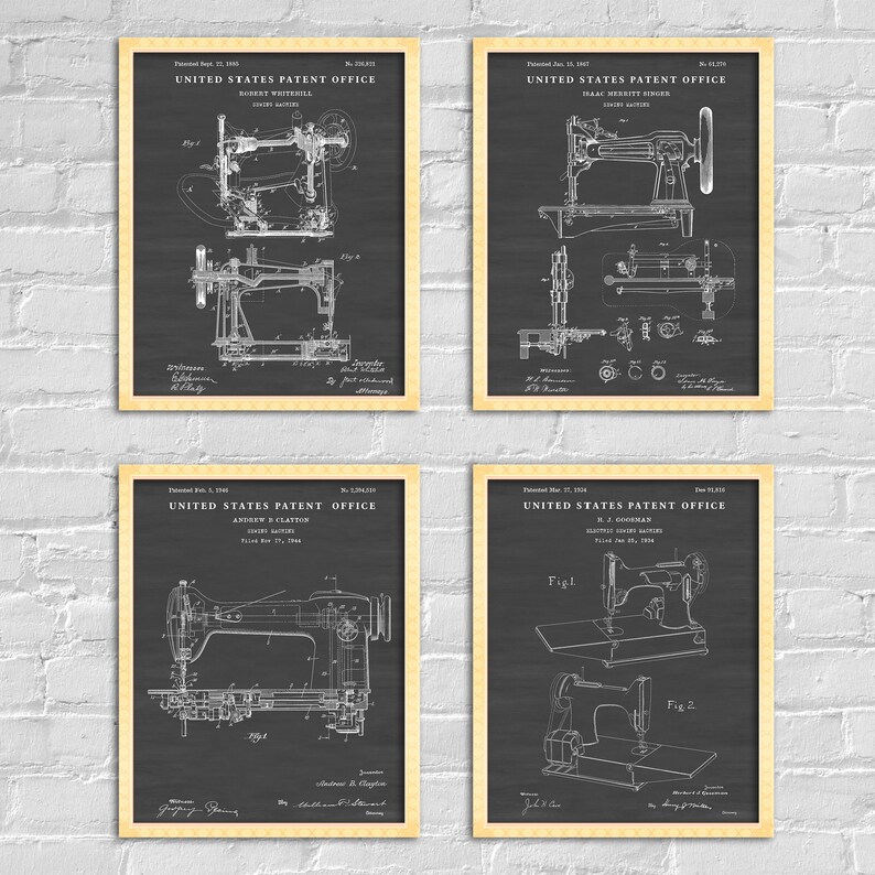 Sewing Machine Evolution Patent Wall Art Inventions Blueprint - Etsy