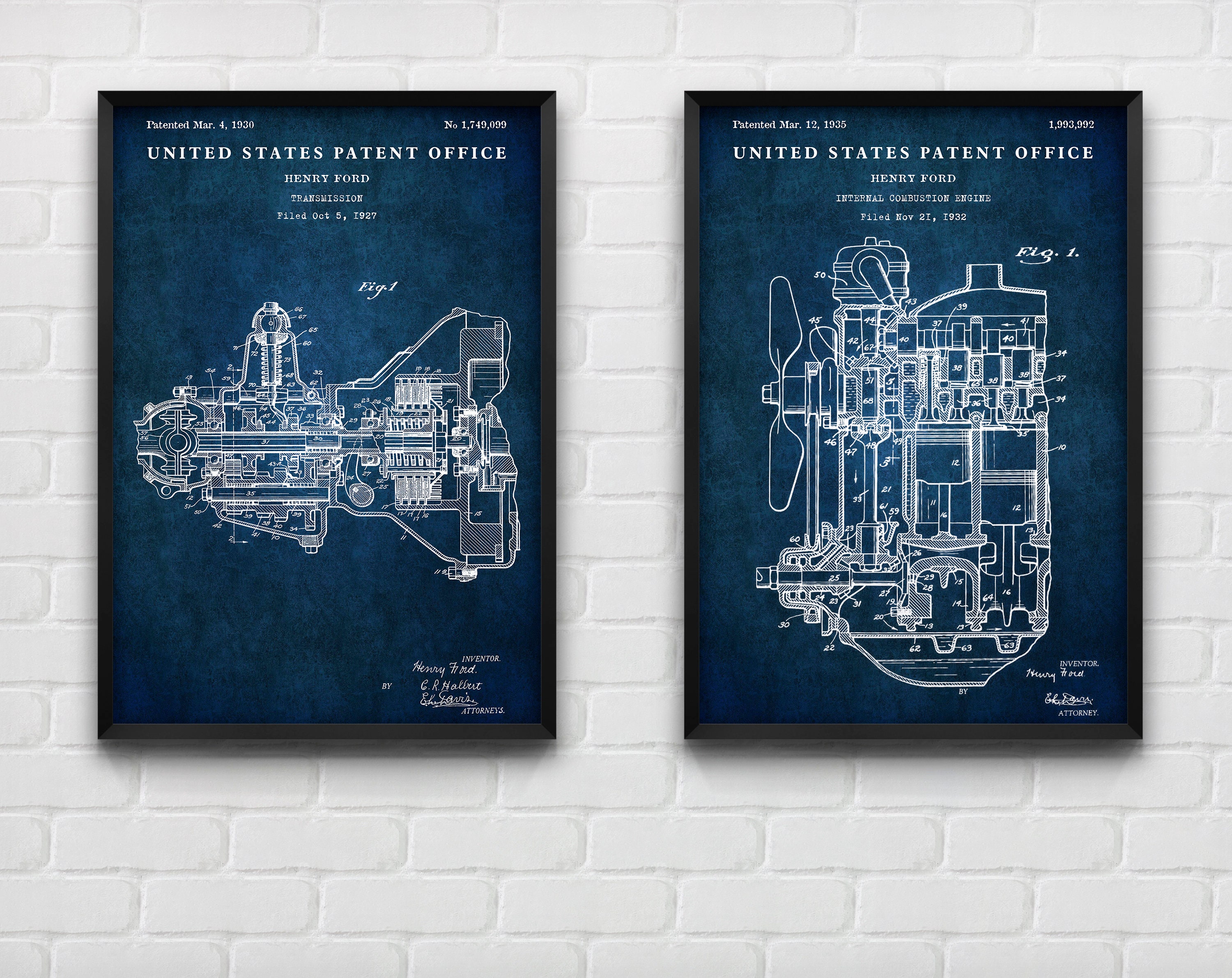 Internal Combustion Engine & Transmission Patent Wall Art, Inventions ...