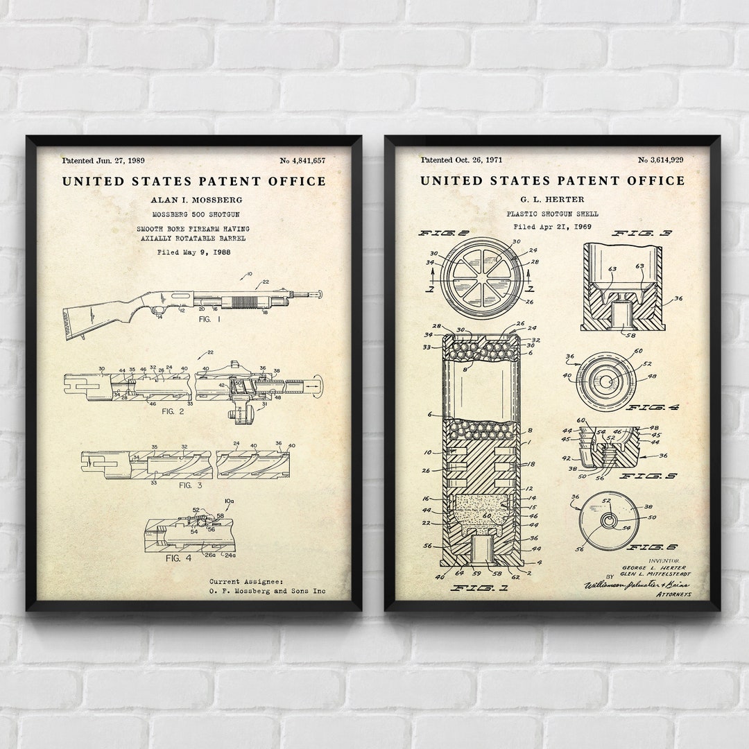 Pump Shotgun, Shotgun Shell Patent Wall Art, Man Cave Gun Decor ...