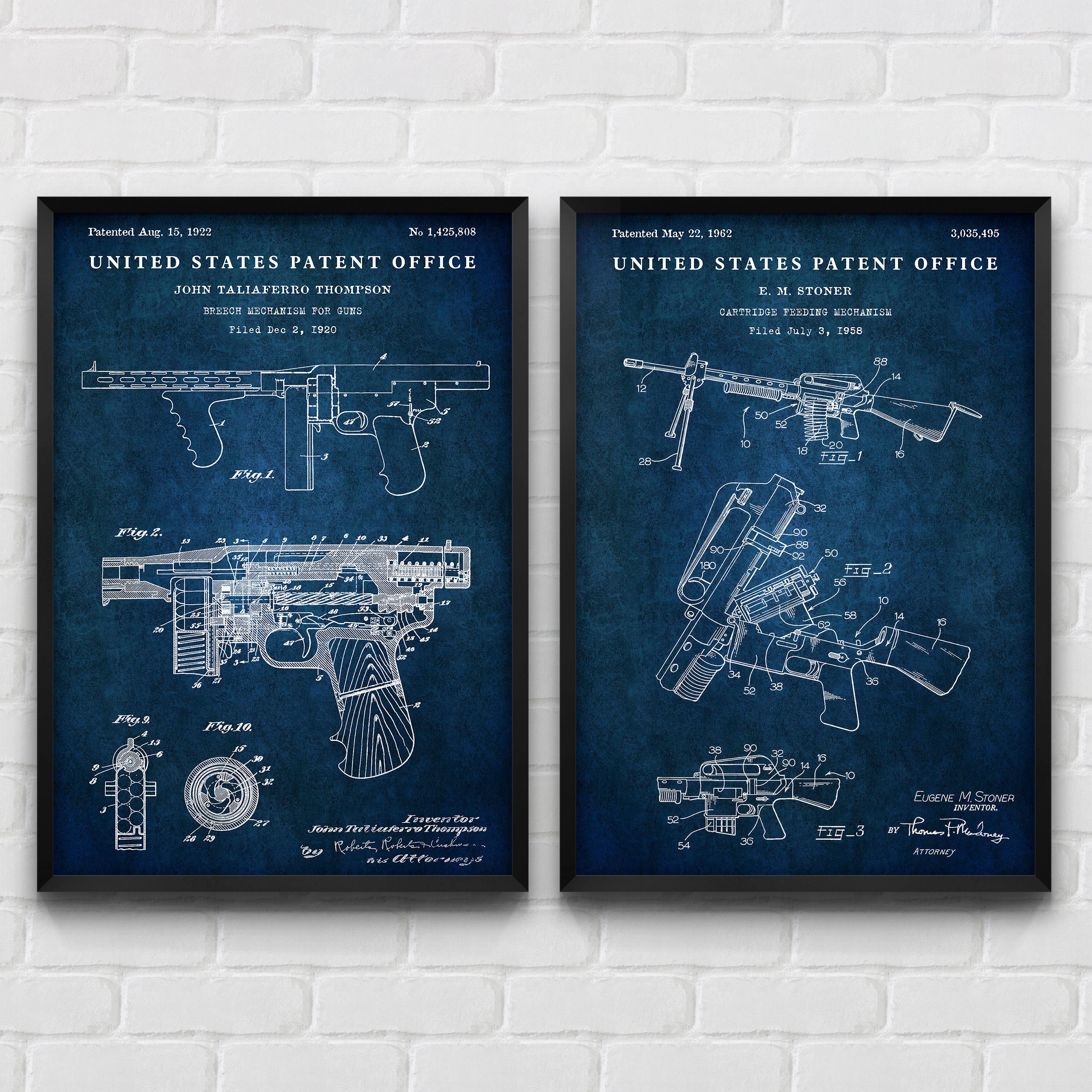Submachine Gun Machine Gun Patent Wall Art Man Cave Decor Tommy Gun