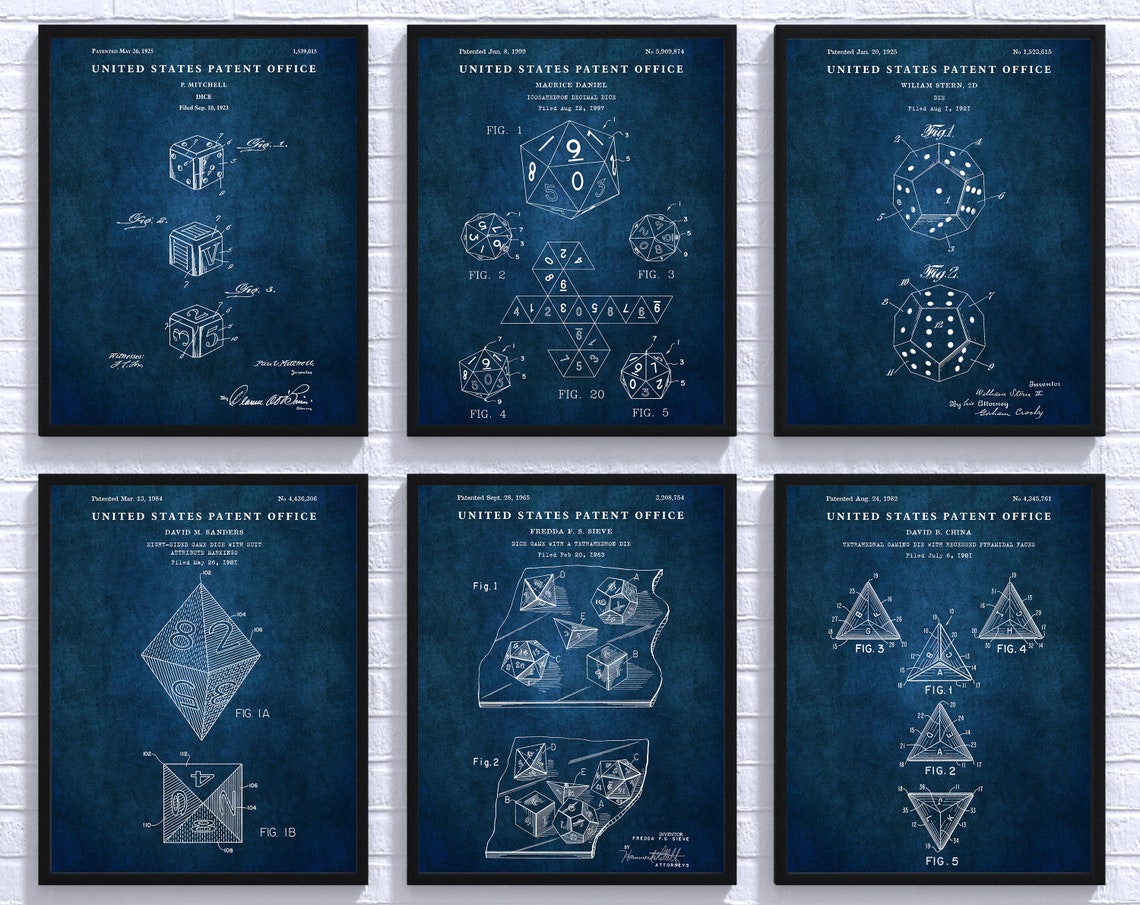 Arte murale vintage con dadi D&D, giochi da tavolo, regalo geek, poster ...