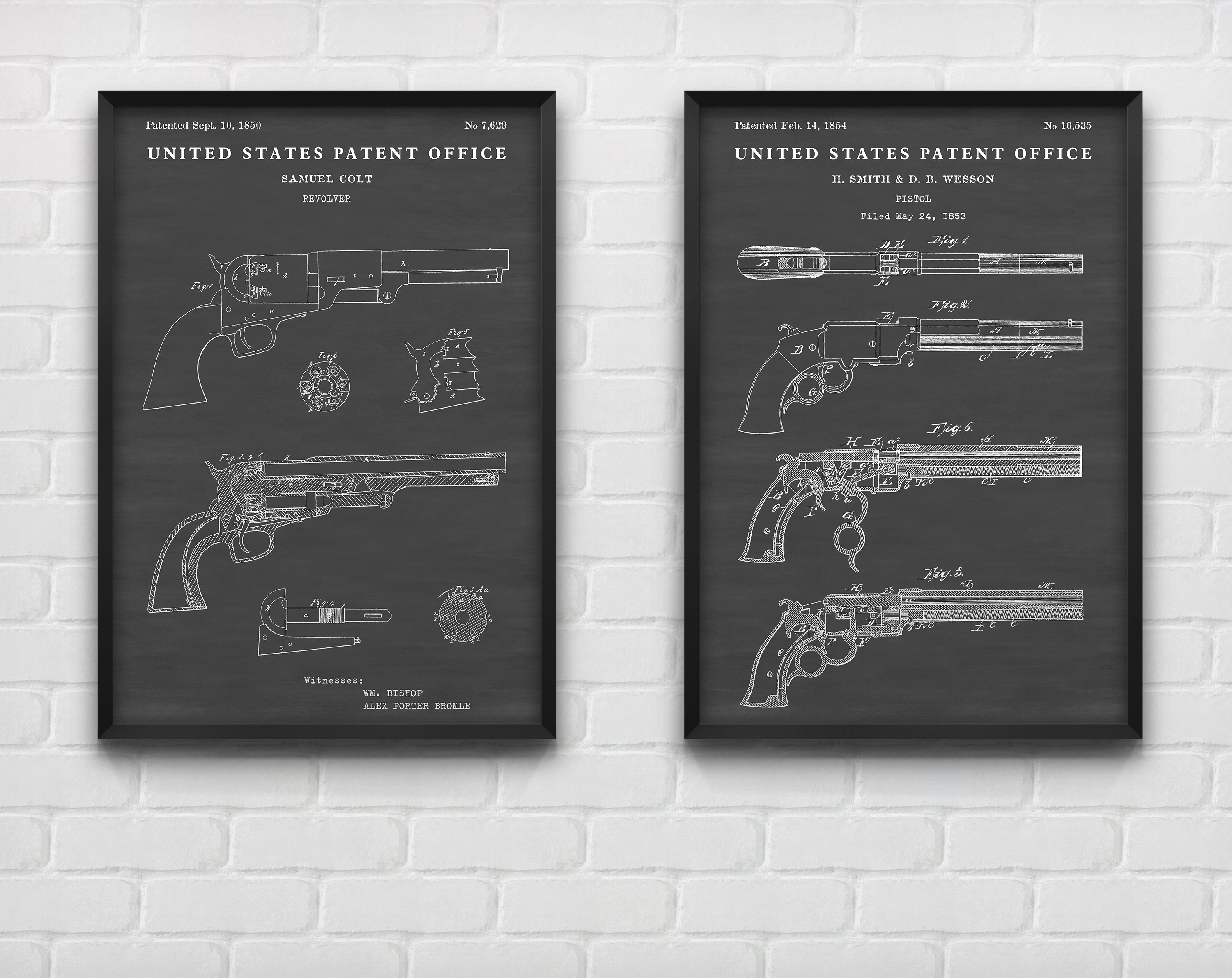 Revolver & Saloon Pistol Patent Wall Art, Gun Inventions, Firearm ...