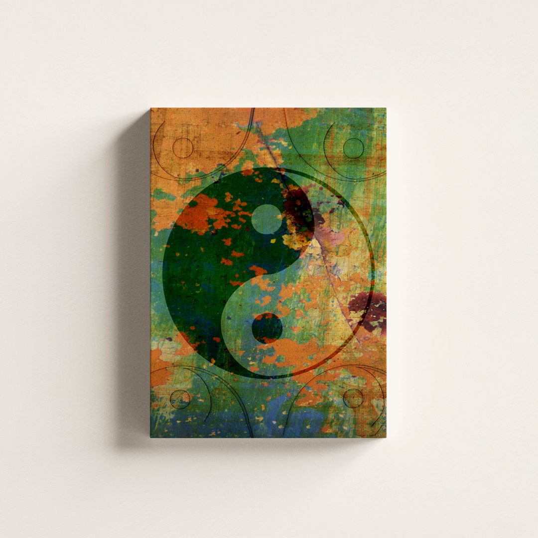 Yin Yang Painting Abstract Collage Wall Art Print, Oriental Poster ...