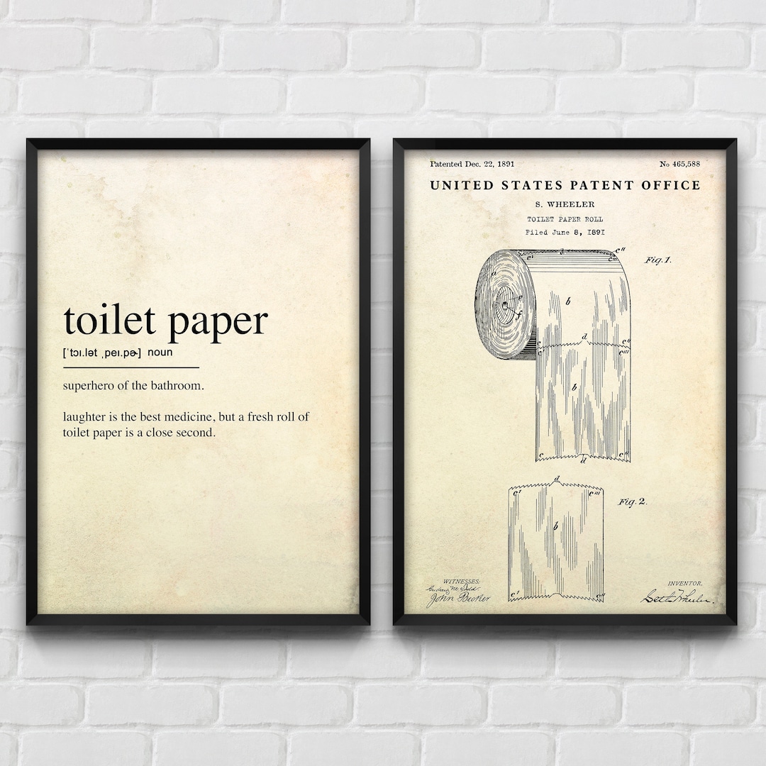 Toilet Paper Wall Art: Definition & Patent Posters, Bathroom Vintage ...
