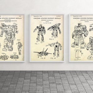 Autobots Patent Wall Art, Kids Room Decor, Sci-fi Blueprint Poster, Set ...