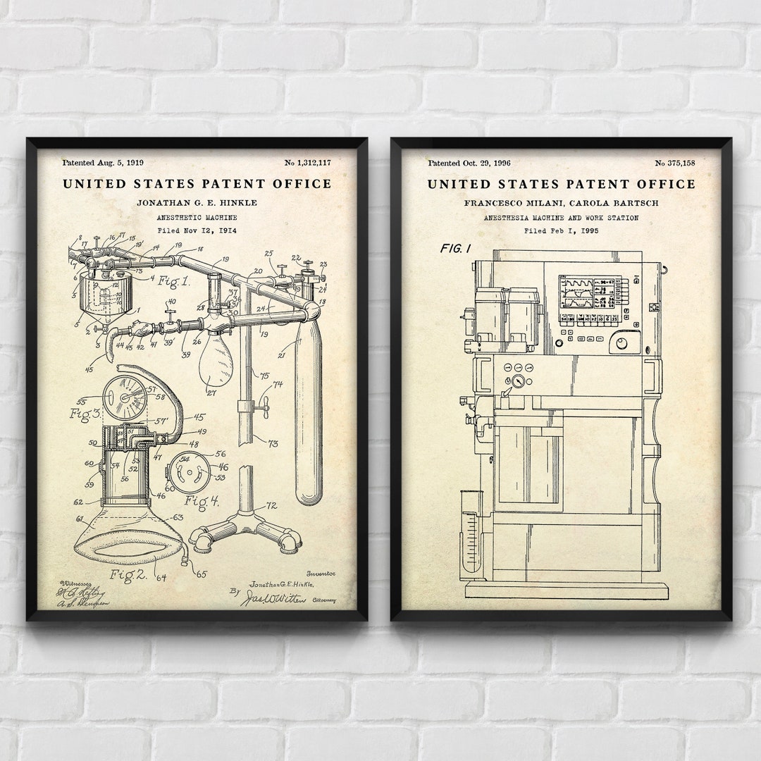 Anesthesia Machine Evolution Patent Wall Art, Anaesthetic Machine ...