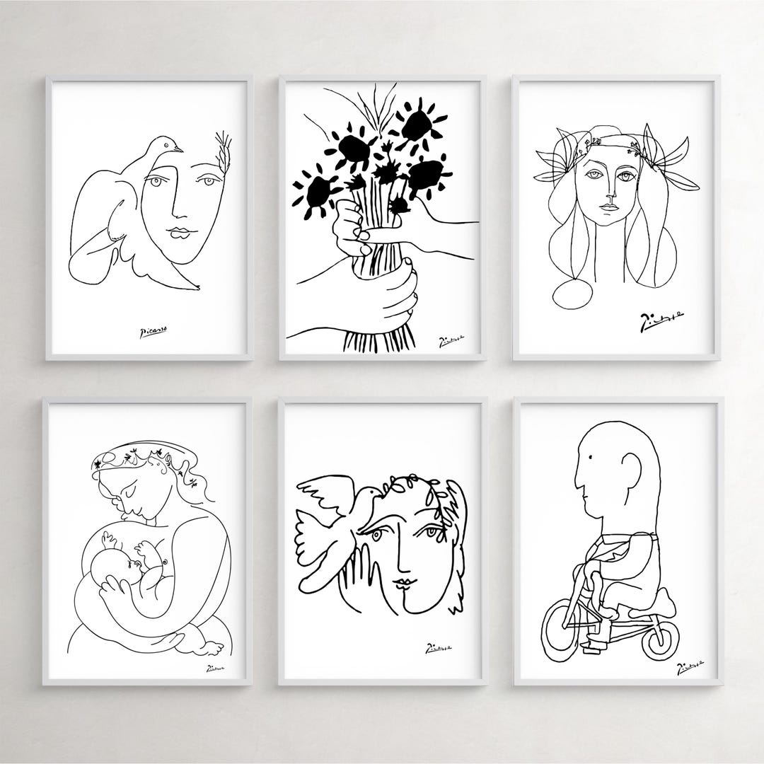 Pablo Picasso Line Art Sketches, Modern Wall Decor, Minimalist Poster ...