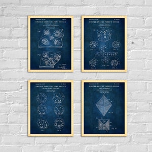 Dnd Dice Wall Decor, RPG Die Patent Art, Dungeon and Dragons Board Game ...