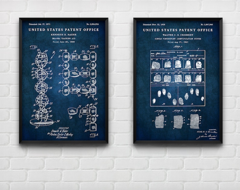 Forensic Science Wall Art: DNA RNA & Fingerprints Patent Print, Police ...