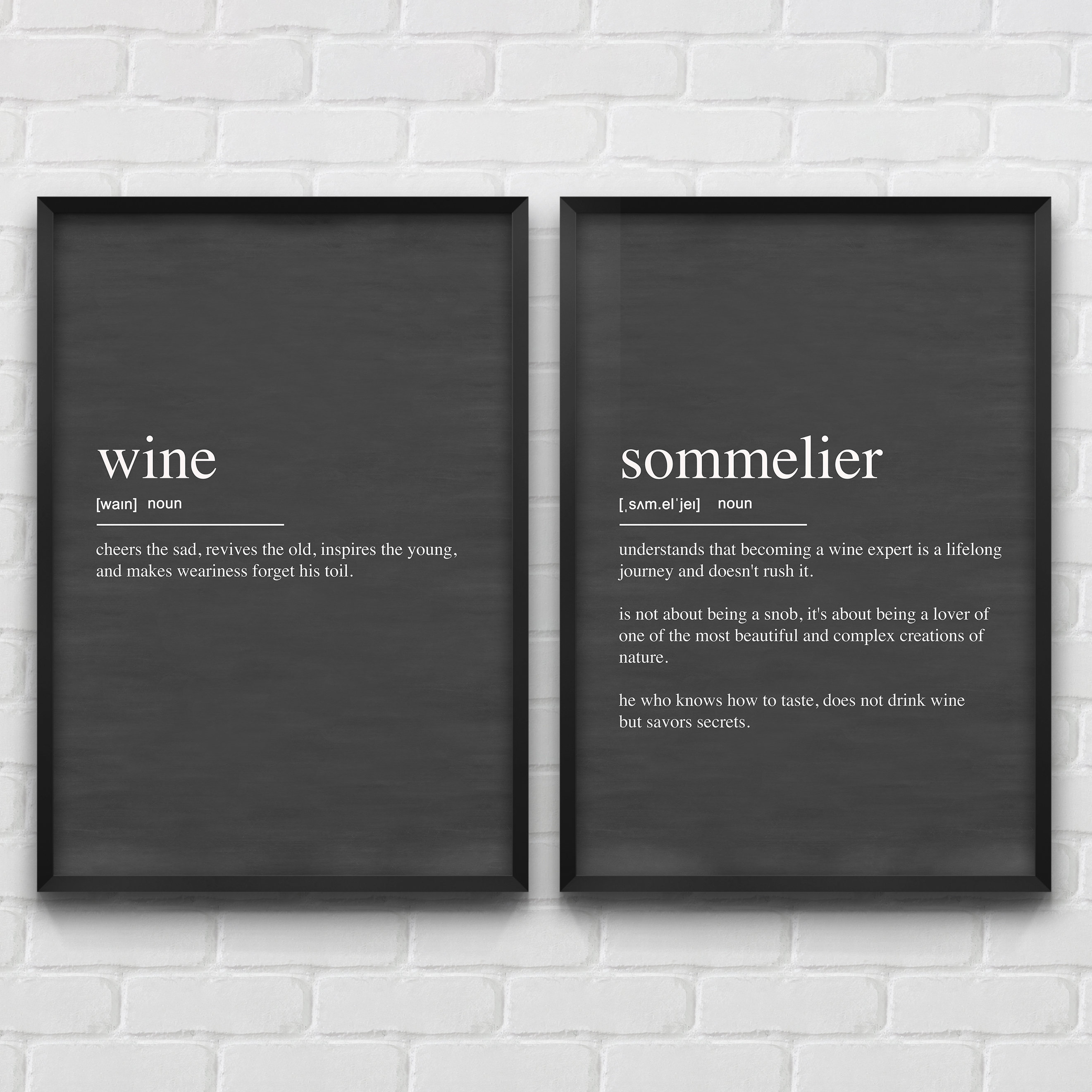 Wine & Sommelier Definition Posters, Sommelier Gift, Bar Wall Art ...