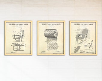 Toilet Wall Art Bathroom Decor Vintage Patent Posters WC | Etsy