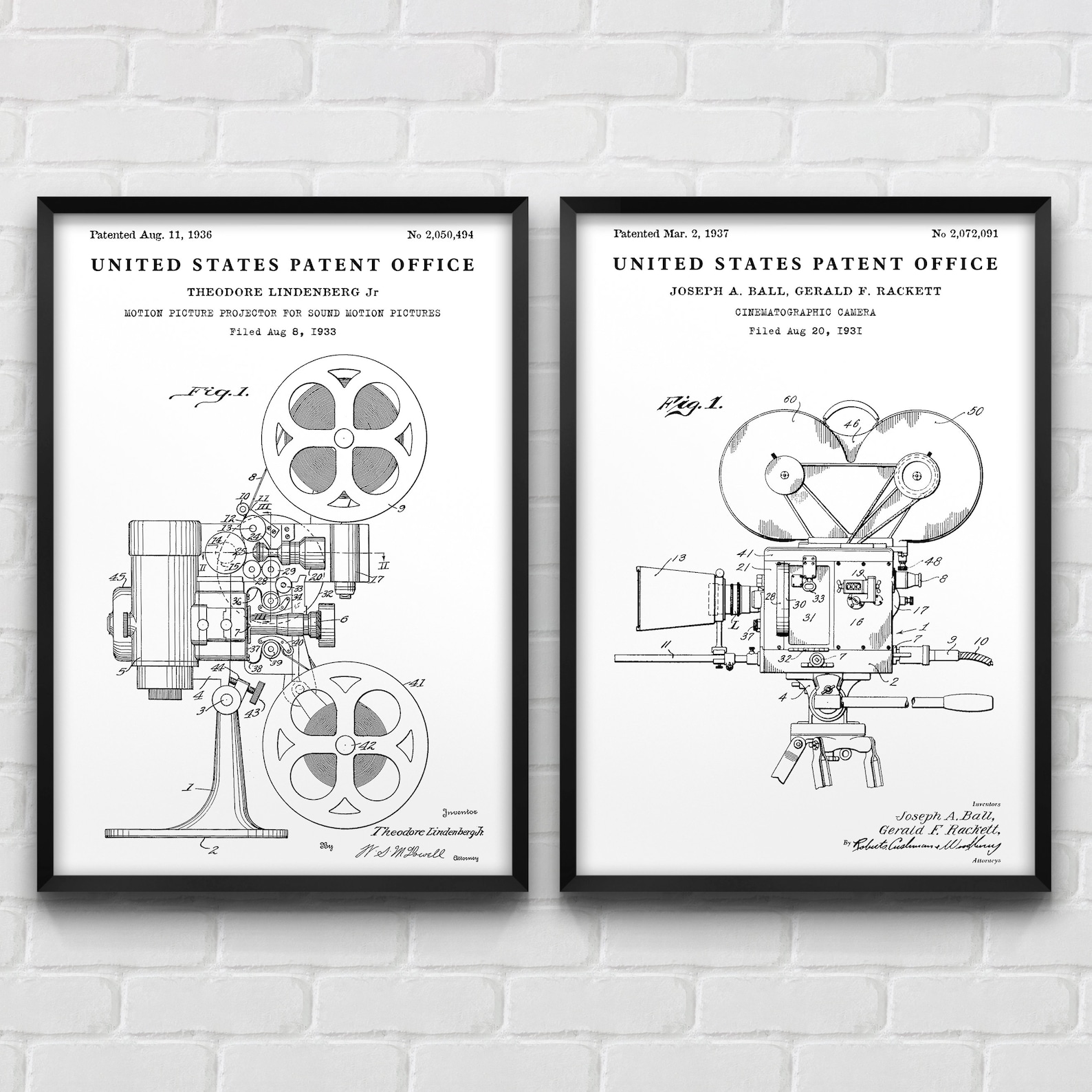 Movie Camera & Film Projector Patent Wall Art, Cinematography Invention ...