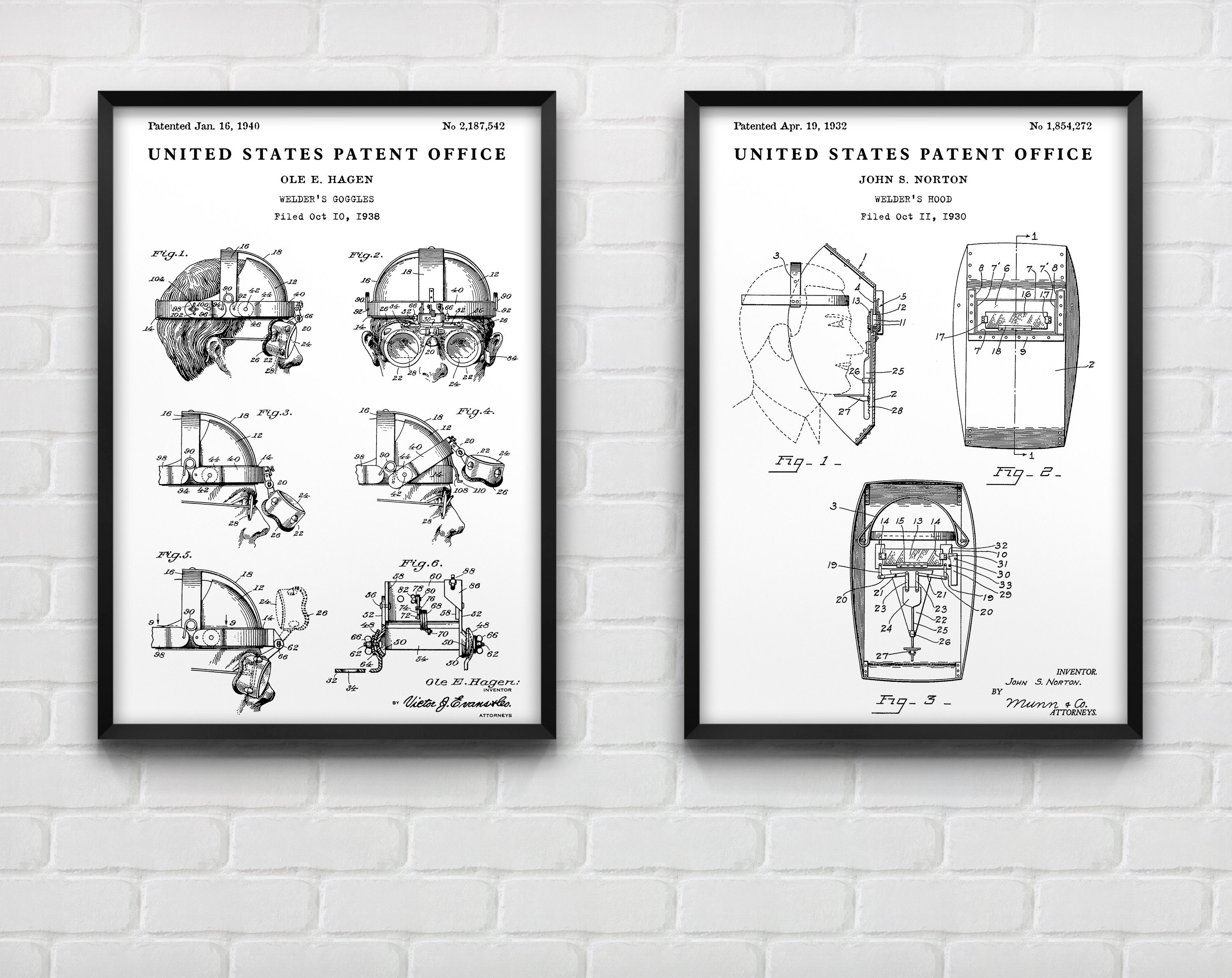 Welding Hood & Welding Goggles Patent Posters Inventions - Etsy