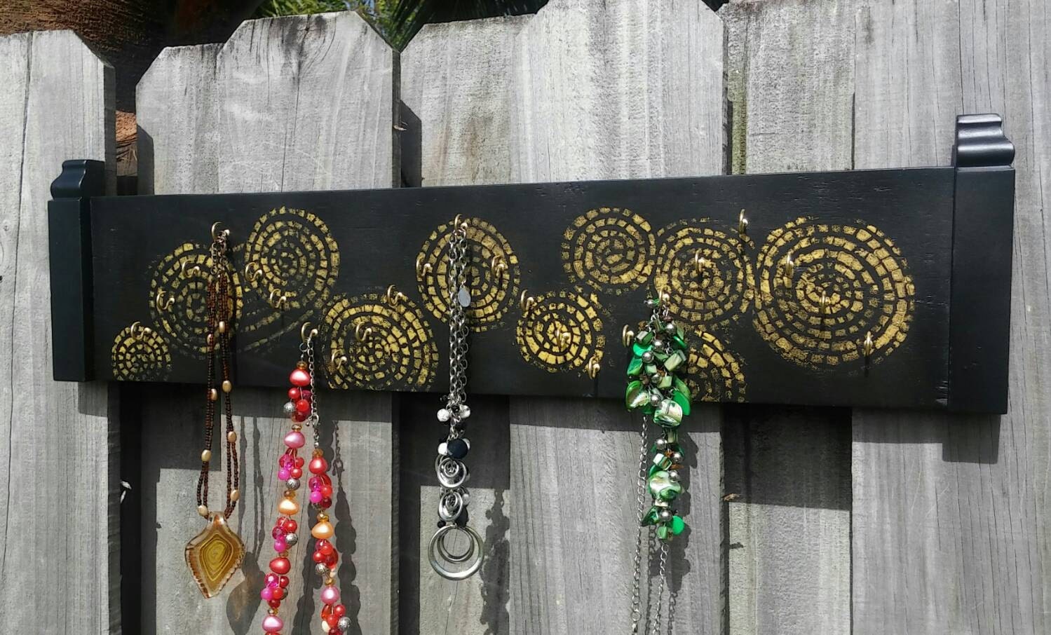 Wood Wall Necklace Display - Inca Swirls - Jewelry Organizer - FREE ...