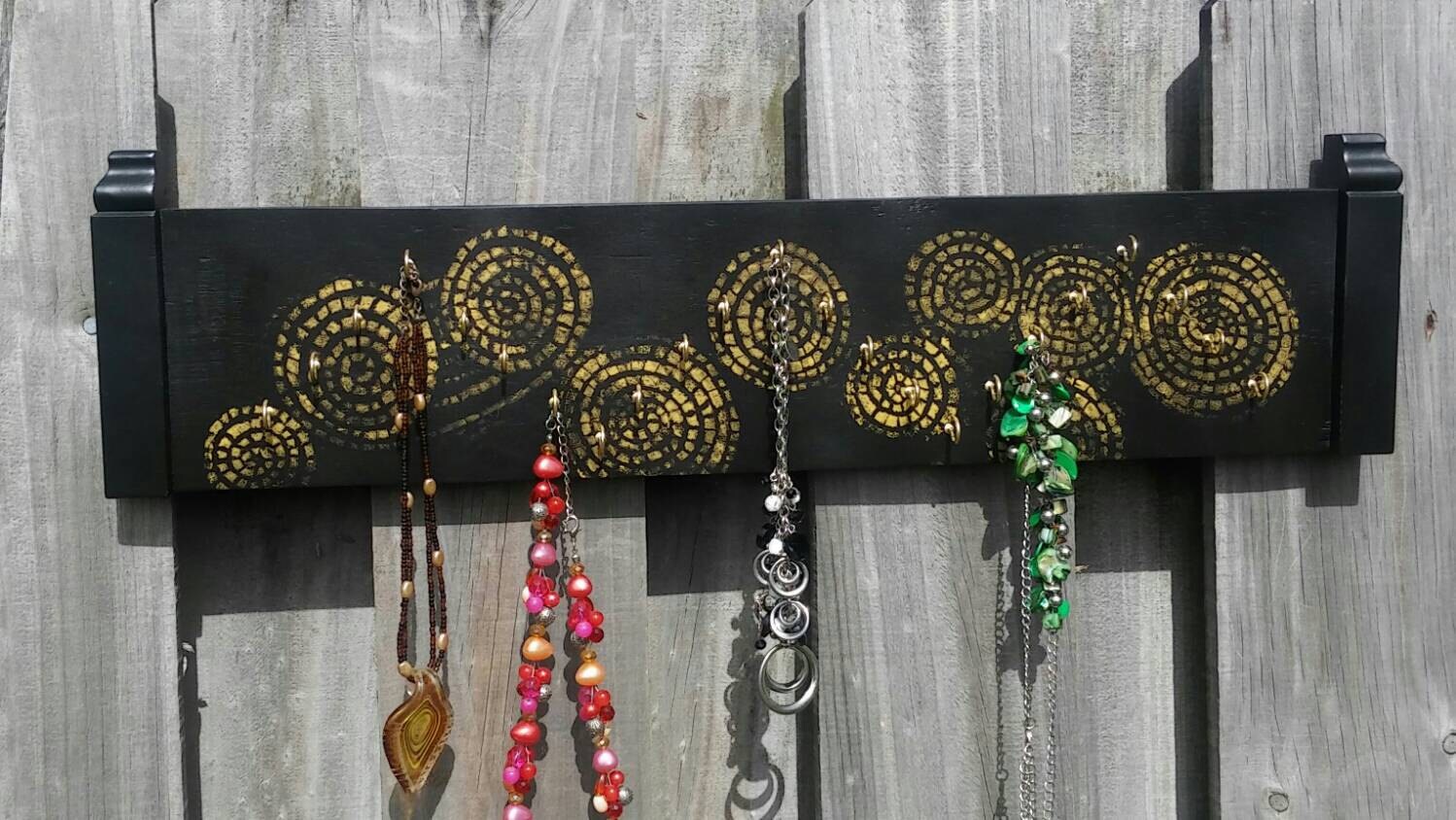 Wood Wall Necklace Display - Inca Swirls - Jewelry Organizer - FREE ...
