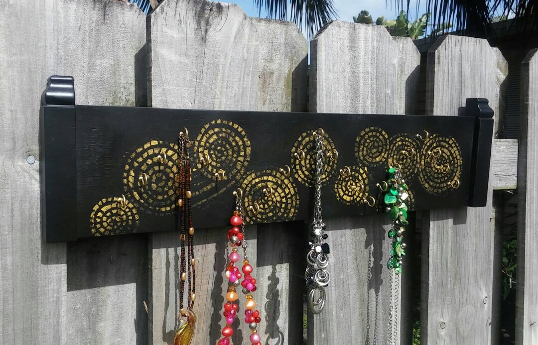 Wood Wall Necklace Display - Inca Swirls - Jewelry Organizer - FREE ...