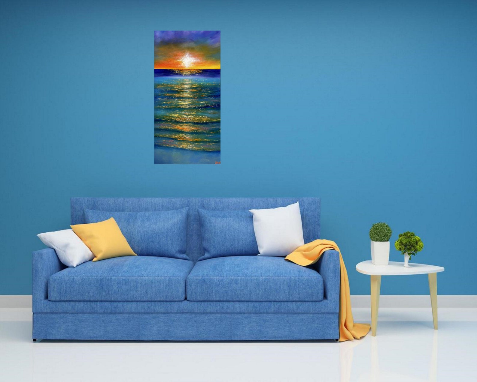 Original Seascape Painting the Colors of the Evening,15x 30x 1/2 - Etsy