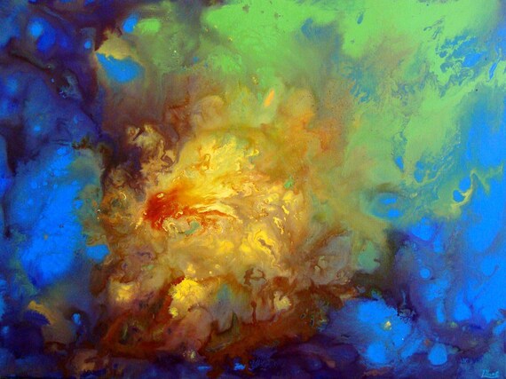Abstract space painting Star Birth | Etsy