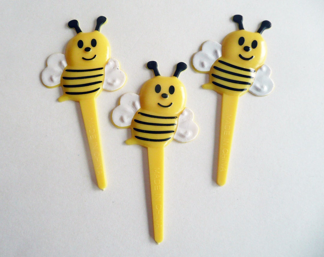 24 Bee Cupcake Picks Bumblebee Cake Toppers Decorations Garden Insect ...