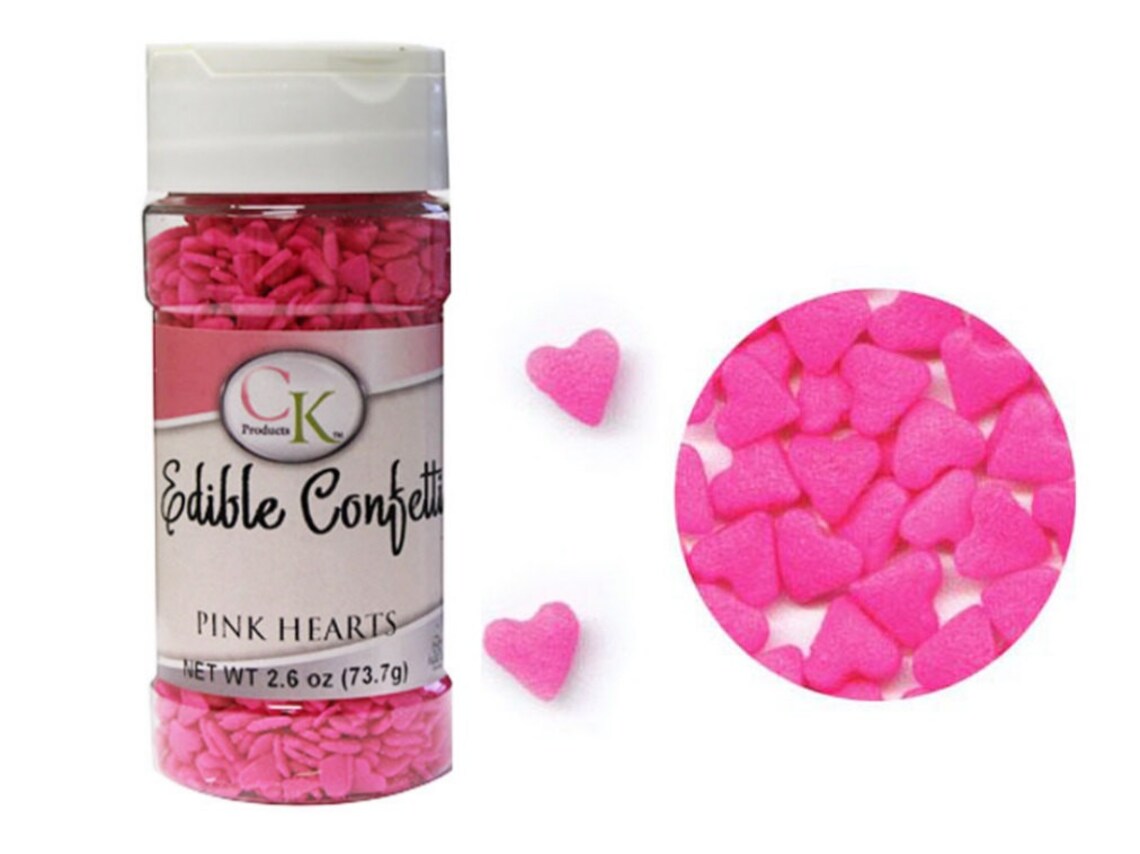 2.6 Oz. Pink Heart Edible Confetti Sprinkles Valentines Cake | Etsy