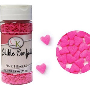2.6 Oz. Pink Heart Edible Confetti Sprinkles Valentines Cake Cupcake ...