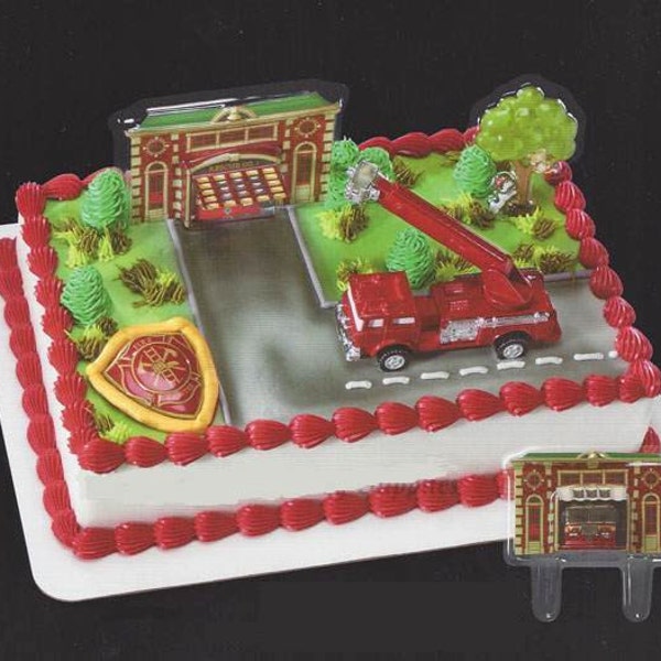 Fondant Fire Truck Cake Toppers - Etsy
