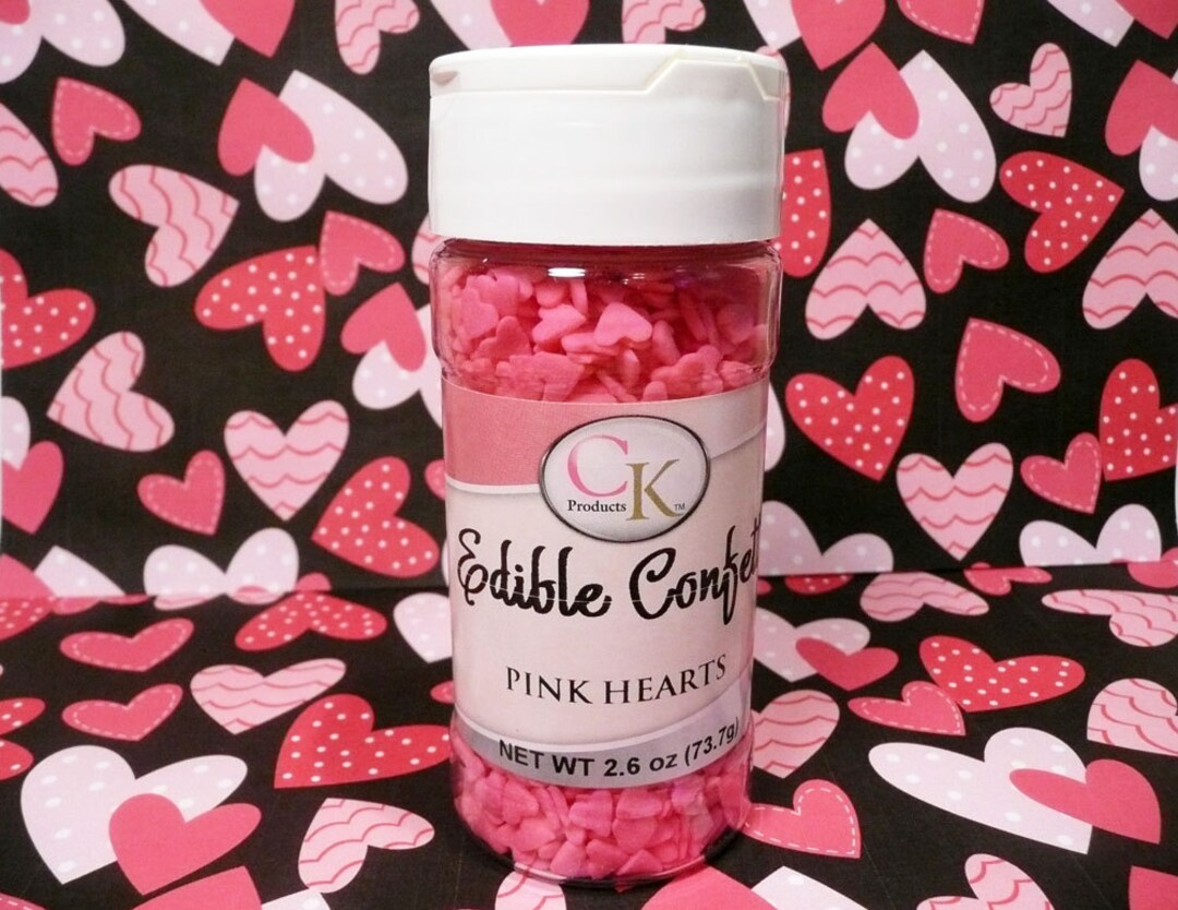 2.6 Oz. Pink Heart Edible Confetti Sprinkles Valentines Cake Cupcake ...