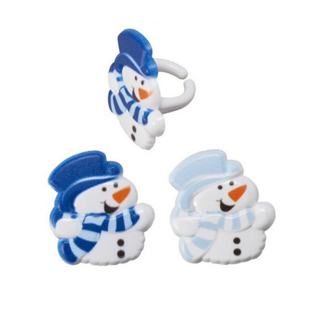 24 Snowman 2 Cupcake Rings Cake Decorations Toppers Party Favors ...