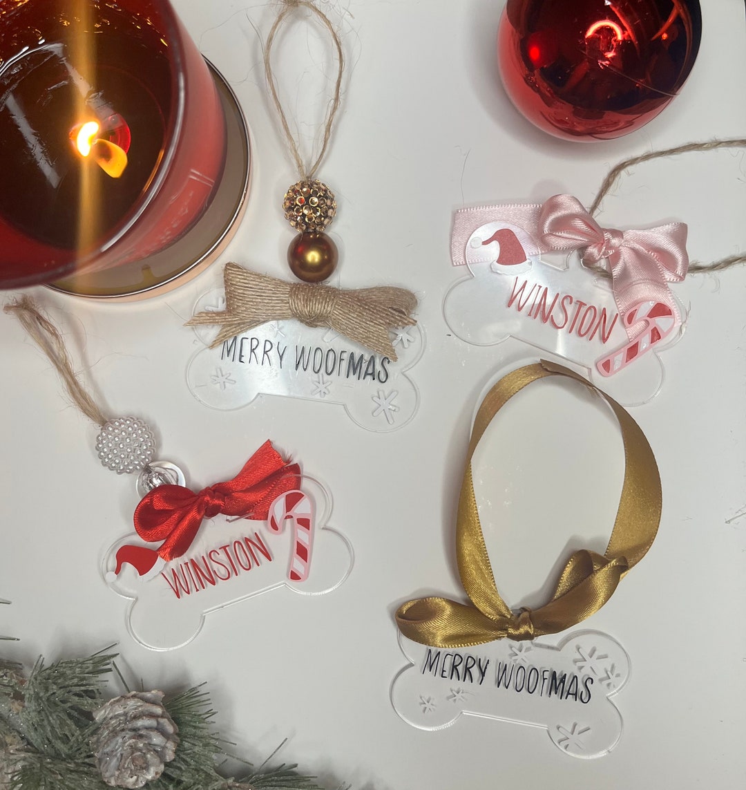 Personalized Acrylic Dog Bone Ornaments - Etsy