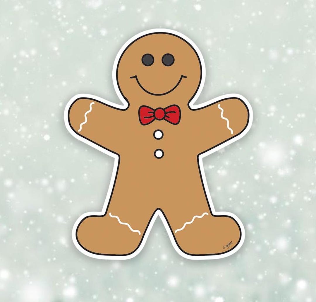 2.45x3 Gingerbread Man Sticker Christmas Sticker Holiday Sticker Hand ...