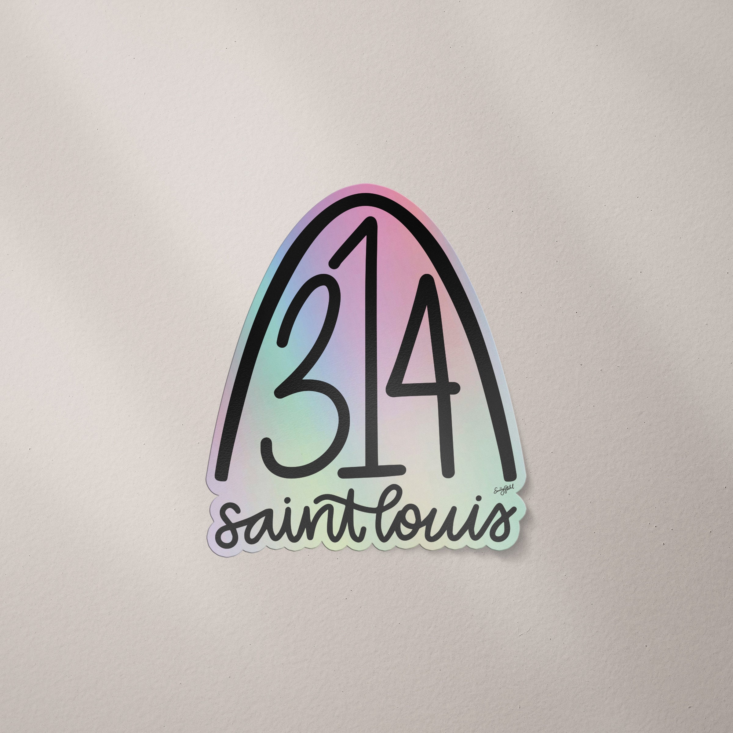 Holographic STL Sticker; 314 Saint Louis; STL Hand Lettered Sticker ...