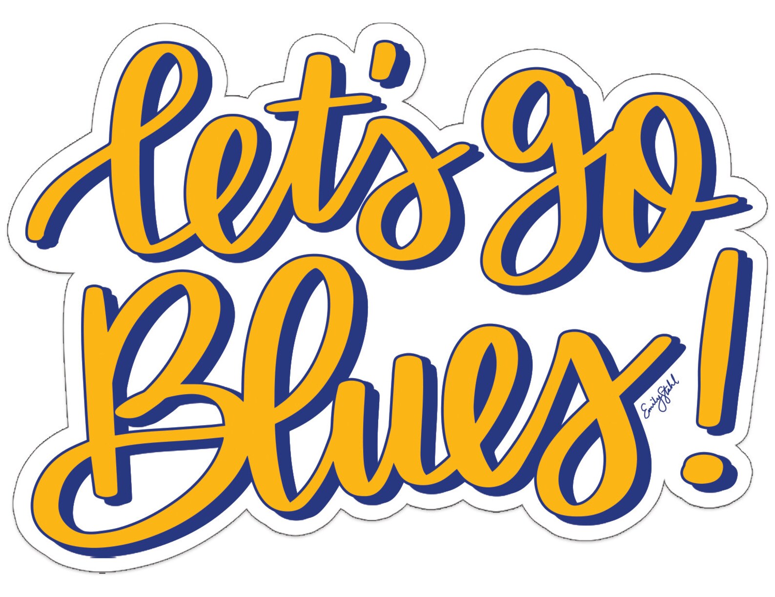 Let's Go Blues Sticker 3.25 X 2.35 In Custom Hand Drawn - Etsy