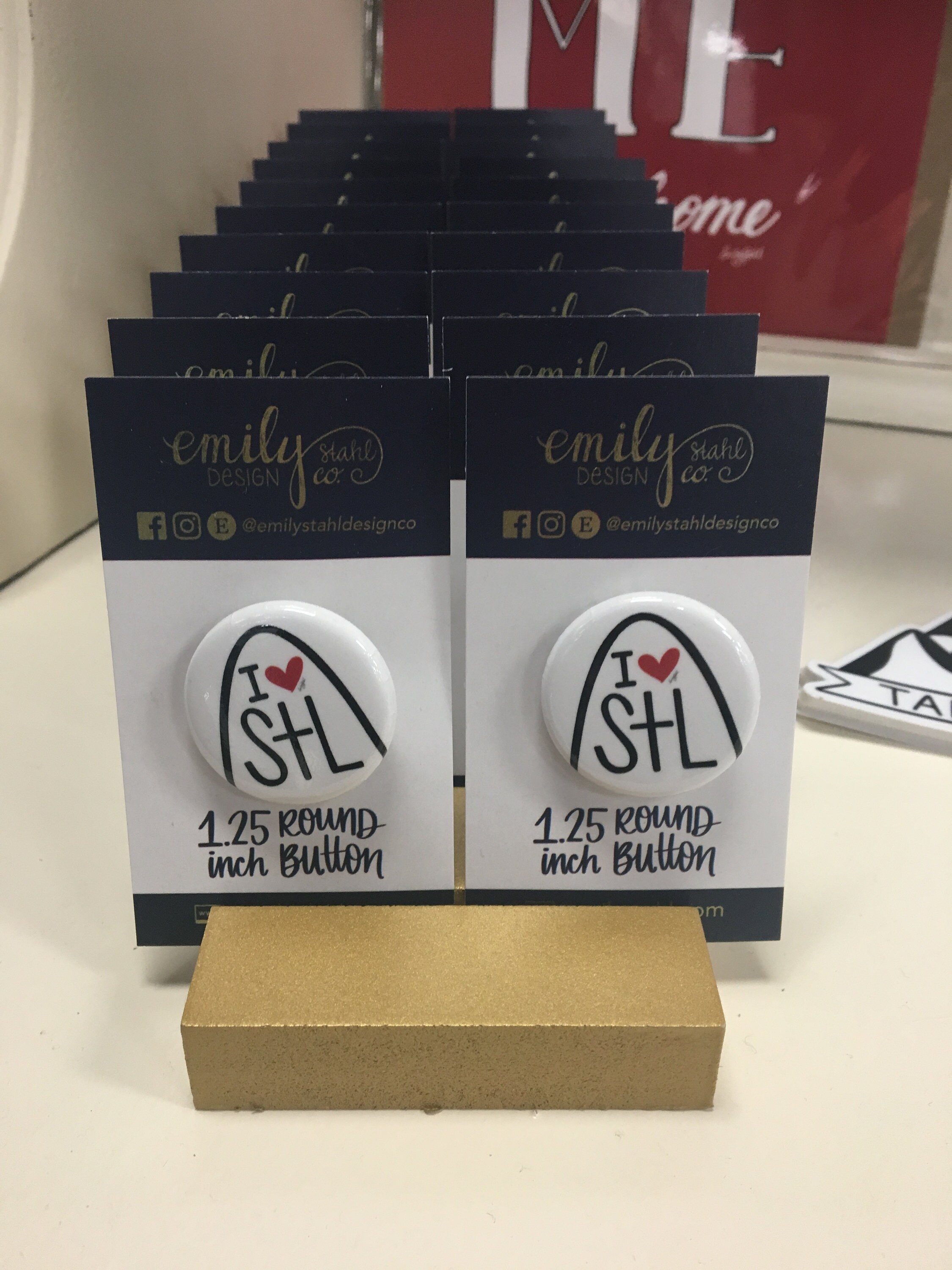 STL Round Button Pin I Heart STL Hand Lettered Pin Custom | Etsy