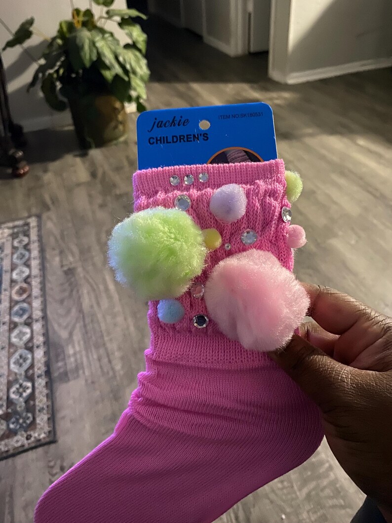 Personalized Pom Pom Kids Fun Socks - Etsy