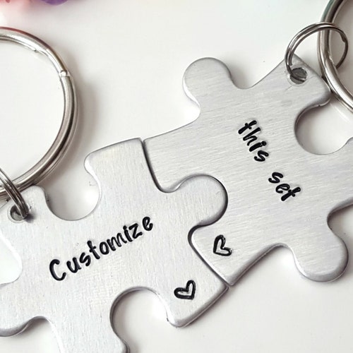 Puzzle Piece Keychains Customized Keychains Couple | Etsy
