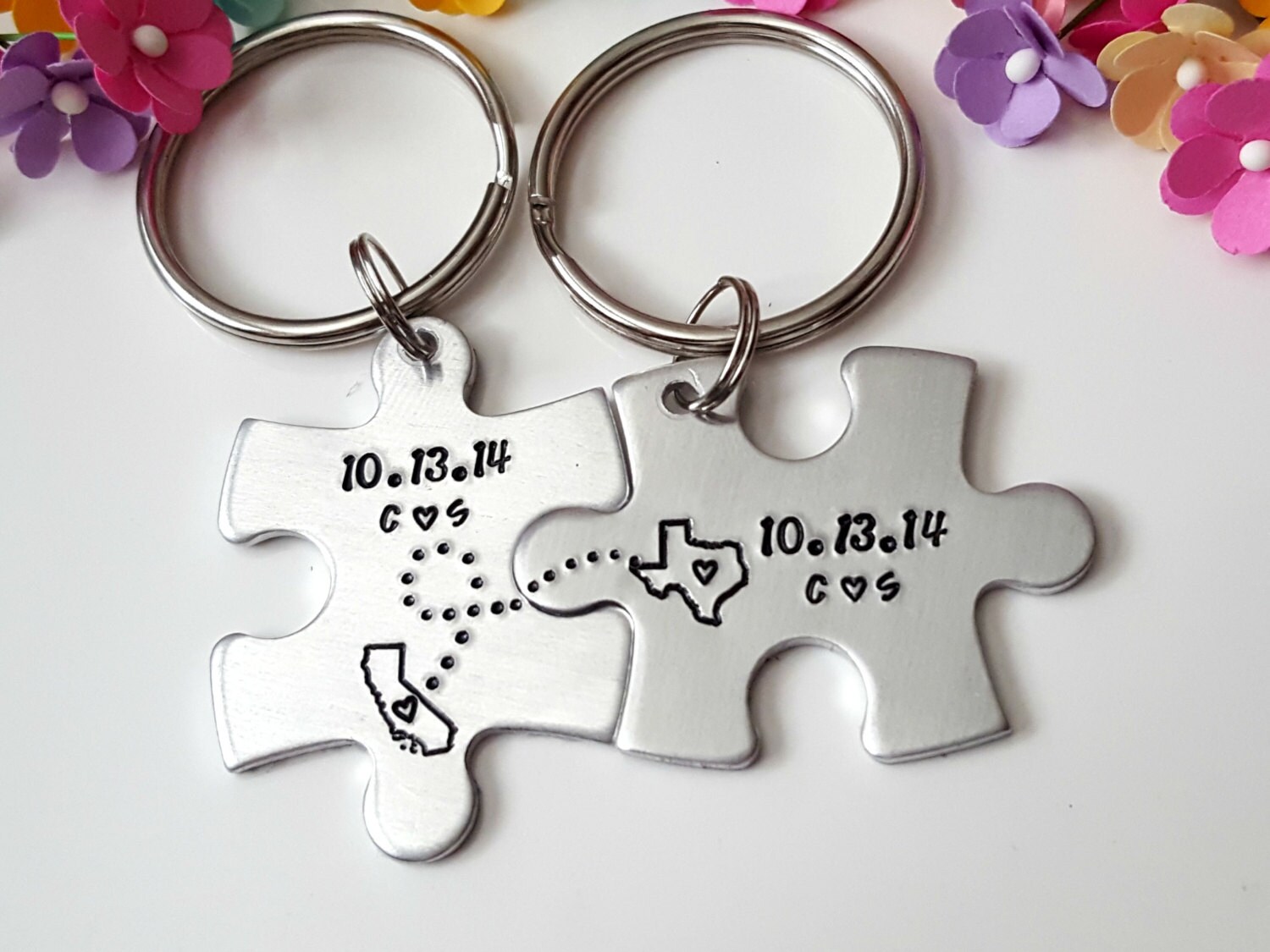 State Keychains Couple Keychains Personalized Date Couple | Etsy