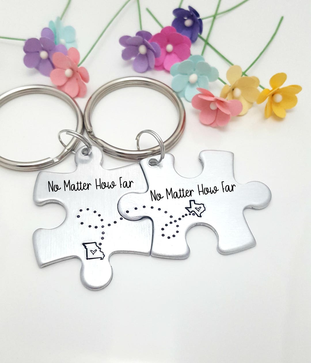 Long Distance Keychain Set: Personalized State to State Gift - Etsy