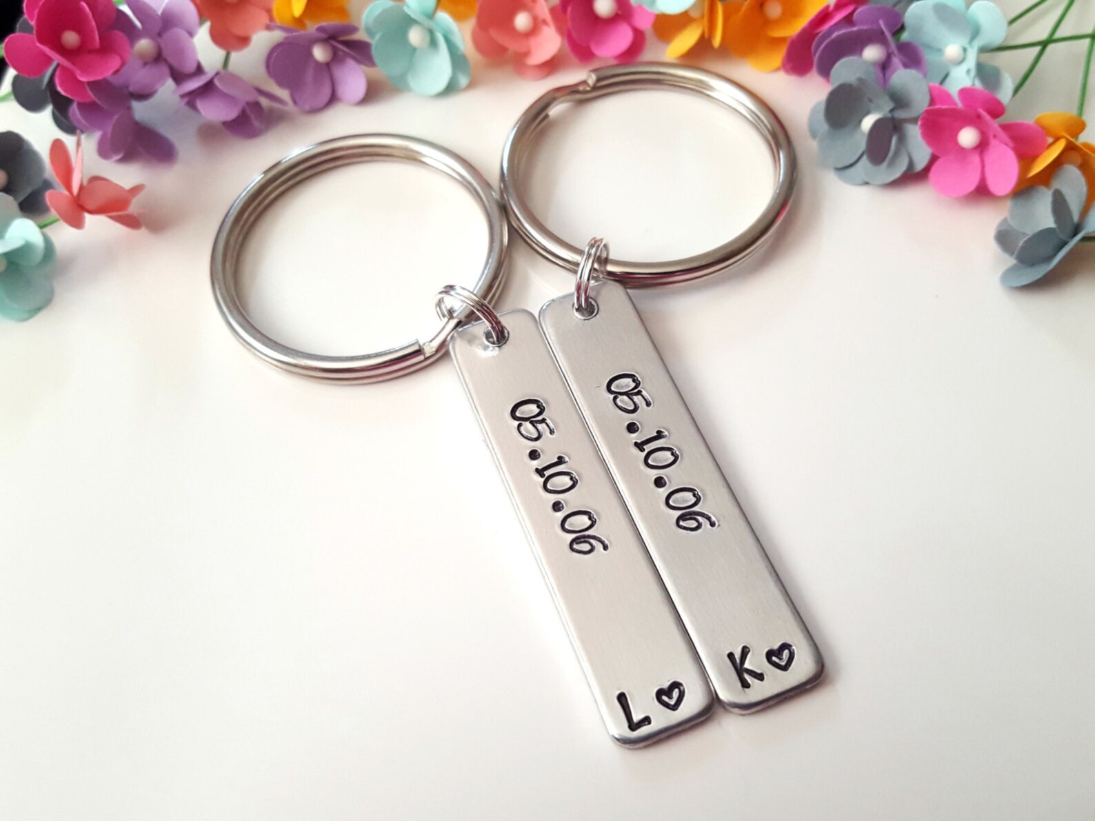 Personalized Couple Keychains Anniversary Date Engagement - Etsy