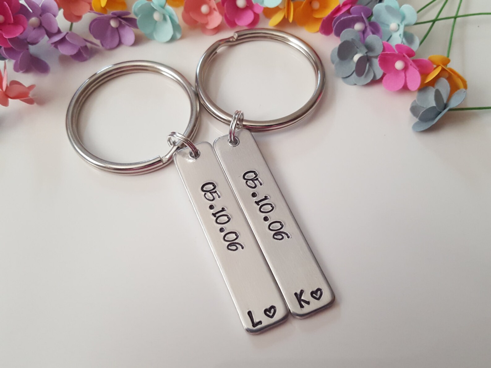 Personalized Couple Keychains Anniversary Date Engagement - Etsy