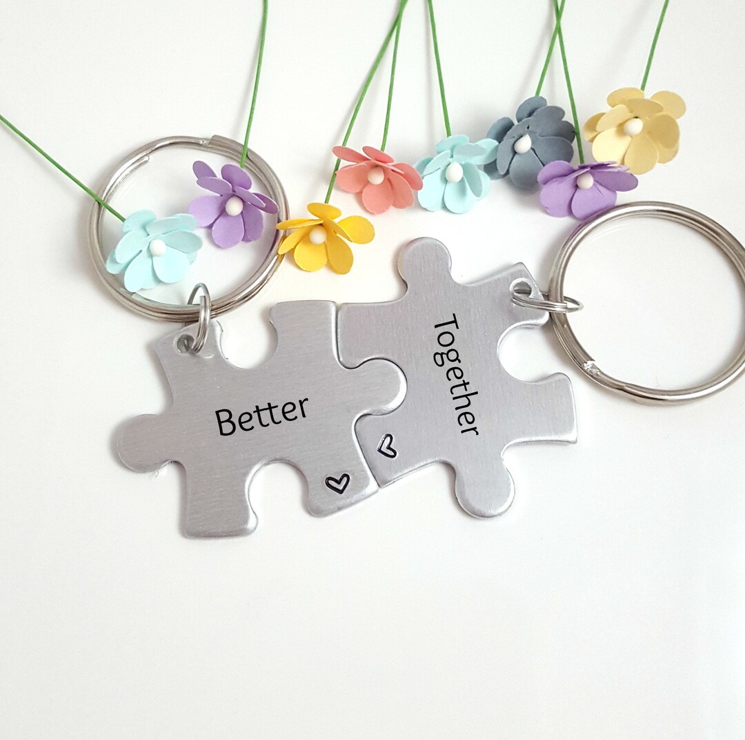 Better Together Keychain Set: Aluminum Puzzle Piece Keychains - Etsy