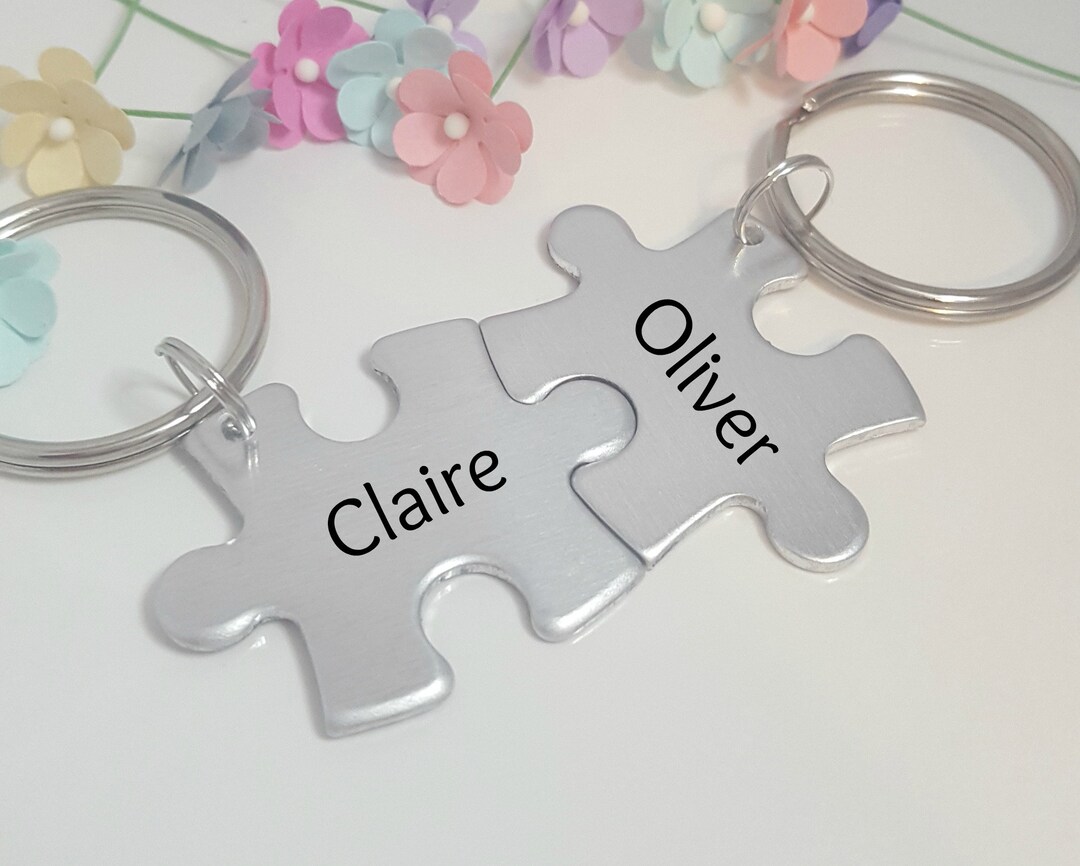 Personalized Puzzle Piece Keychains: Aluminum Couple Keychains - Etsy