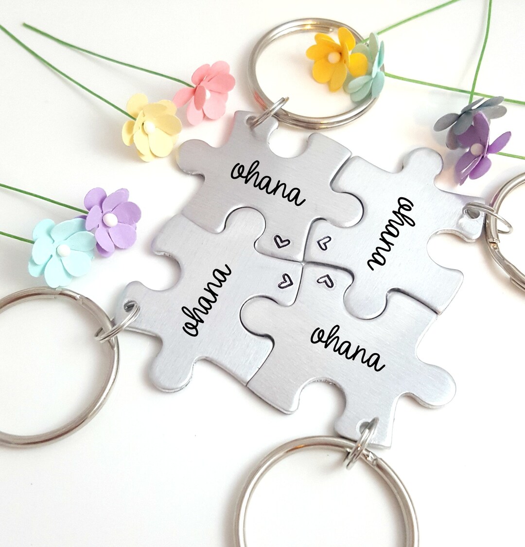 Personalized Ohana Keychain: Aluminum Puzzle Piece, Family Gift - Etsy