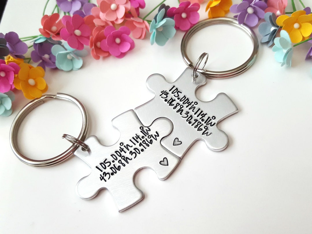 Puzzle Piece Coordinate Keychains: Personalized Aluminum LDR Gift - Etsy