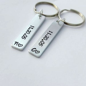 Personalized Couple Keychains, Anniversary Date Keychain, Matching ...