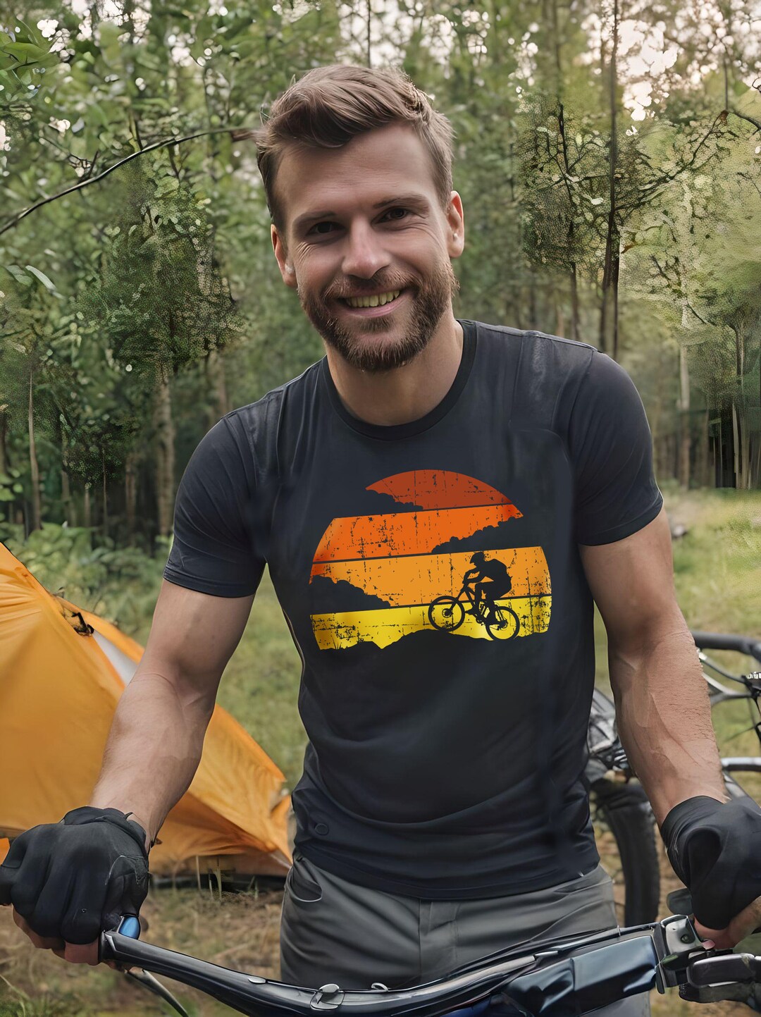 Mountain Bike MTB Vintage Color Sunset With Clouds Biking Gift Cycling ...