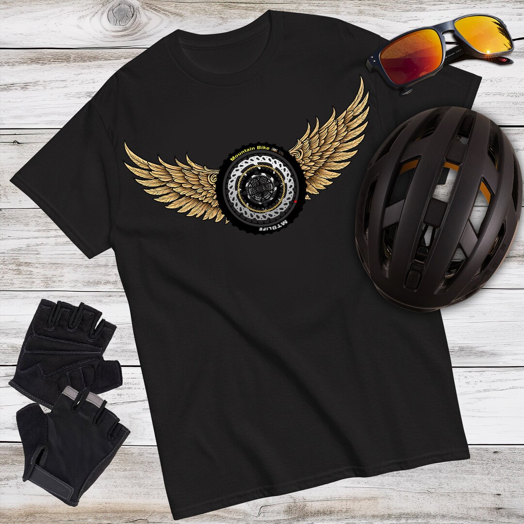 Mountain Bike MTB Winged Wheel 2 Unisex Performance Polyester Crew Neck ...