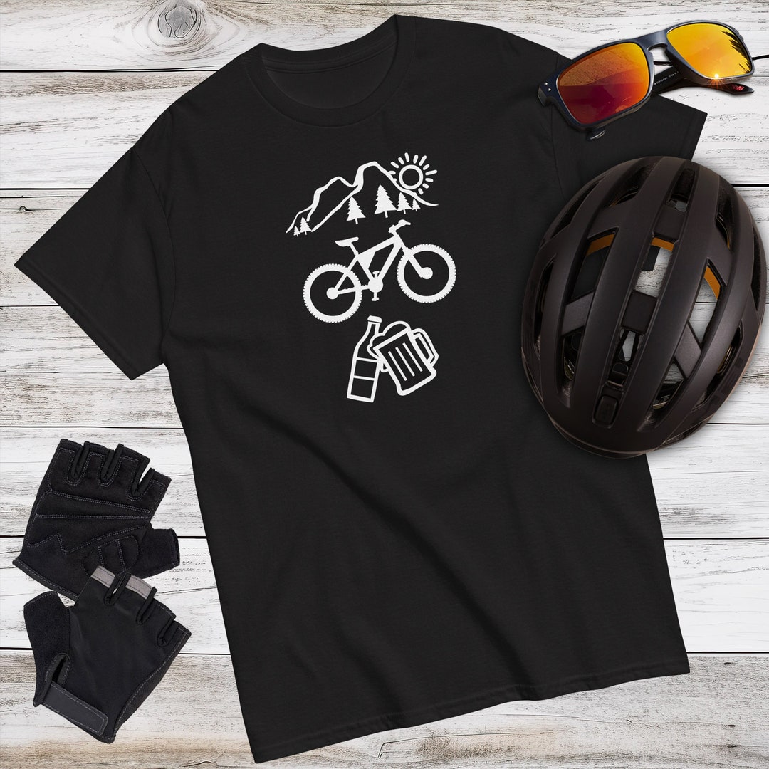 T-shirt - Mountain Bike, MTB, "mountain, Bike, and Beer", Iconic, Tee, WHITE, Biking, Gift, 100% ...