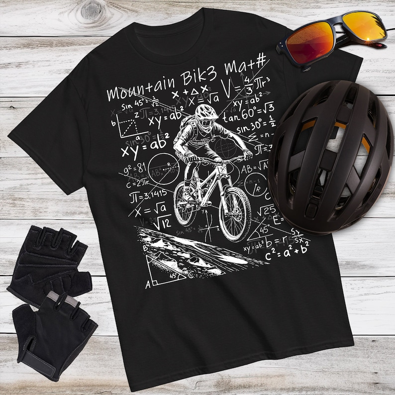 Mountain Bike MTB Math Cloud Downhill Performance Polyester Crew Neck T ...
