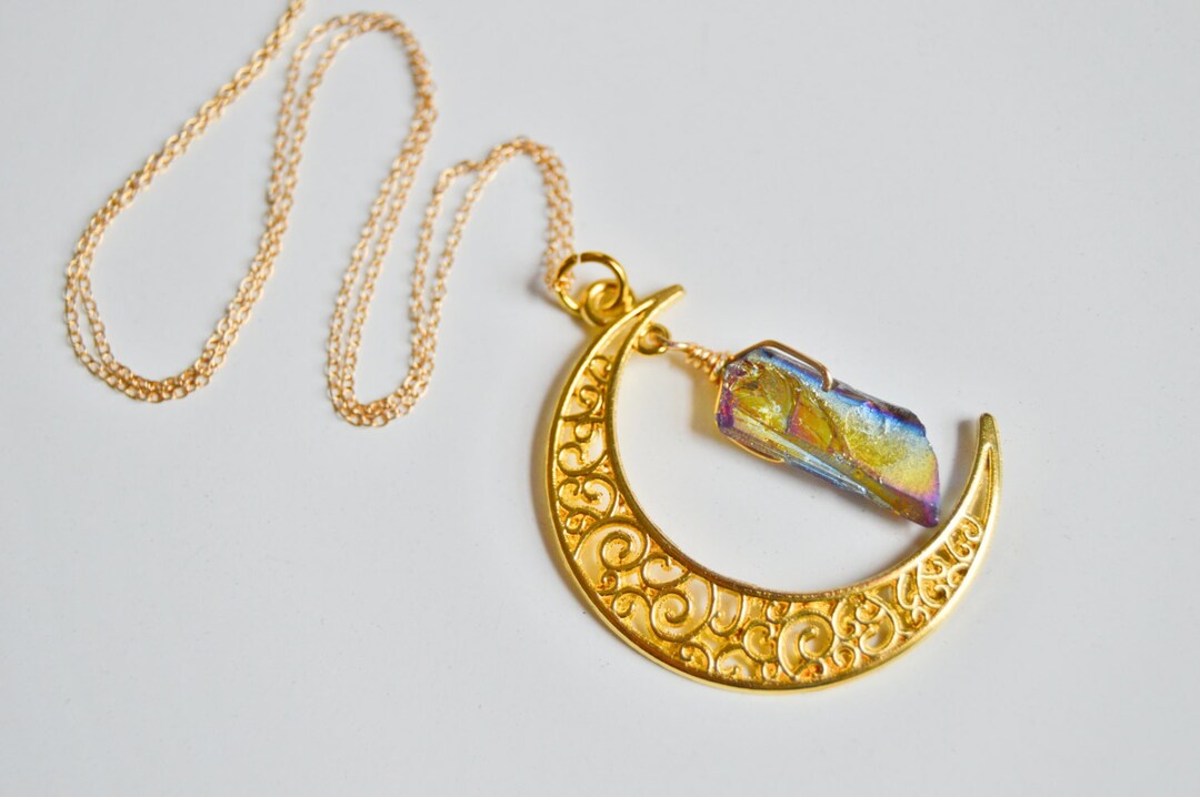 Large Crescent Moon Gold Dipped-moon Goddess Artemis-protection-16 ...