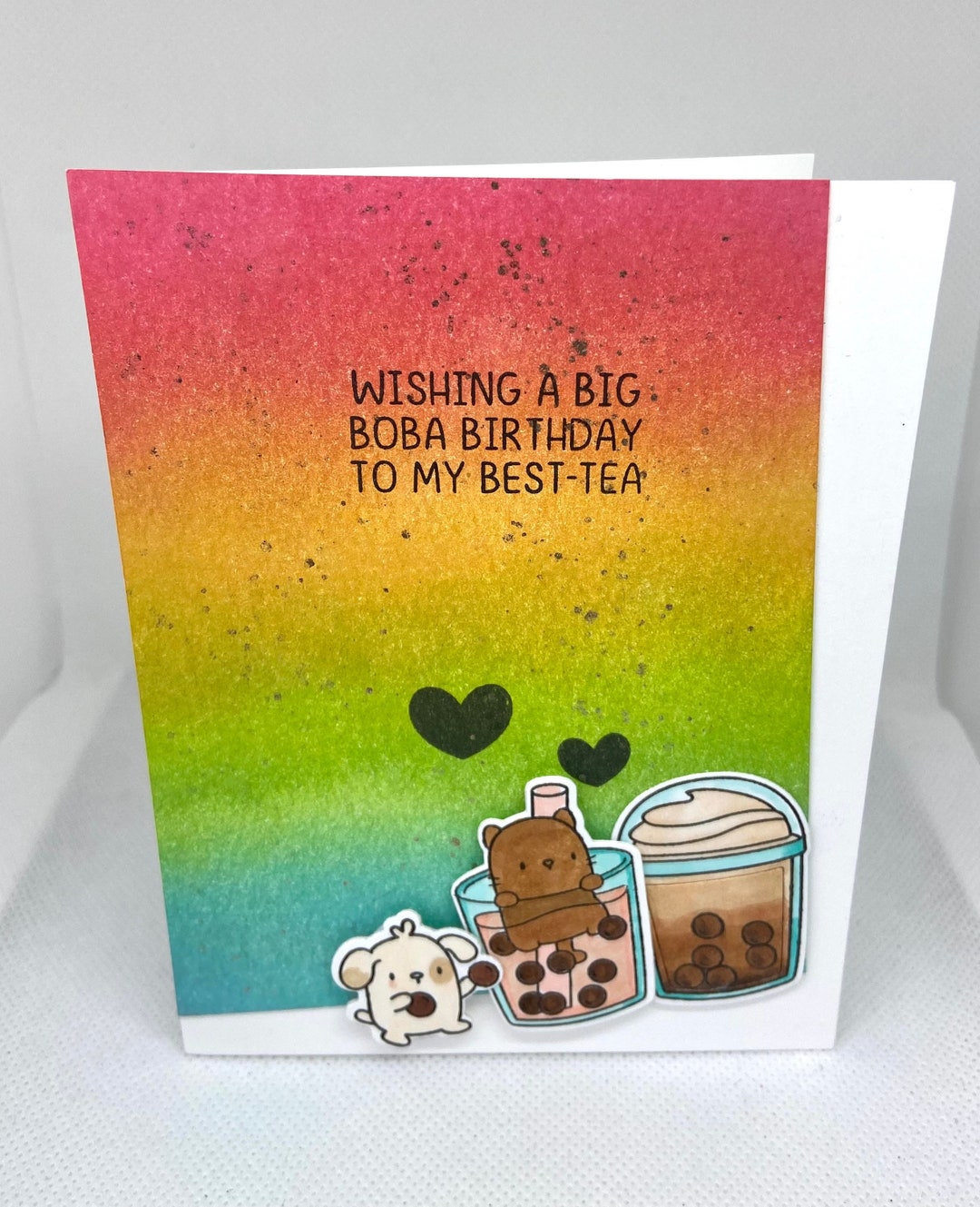 Rainbow Birthday Card, Boba Tea Card, Card for Bestie, Big Boba ...